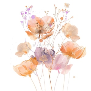 14 Watercolor Abstract Flowers Clipart Bundle, Flowers Clipart ...