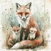 12 Fox Family Clipart Pack, Watercolor Family of Foxes Clip Art ...