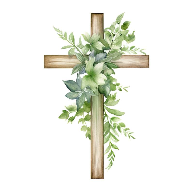 26 Easter Christian Crucifix Cross Clipart, Jpgs, Spring, Watercolor ...