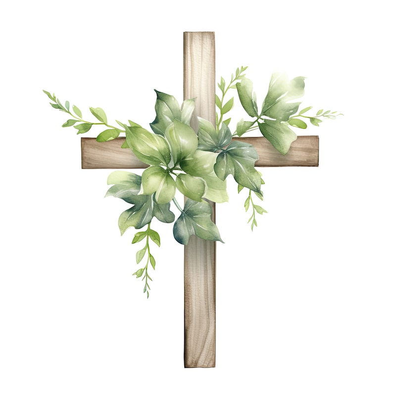 26 Easter Christian Crucifix Cross Clipart, Jpgs, Spring, Watercolor ...