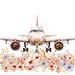 13 Floral Airplane With Gold Clipart, Watercolor Aircraft Clipart ...