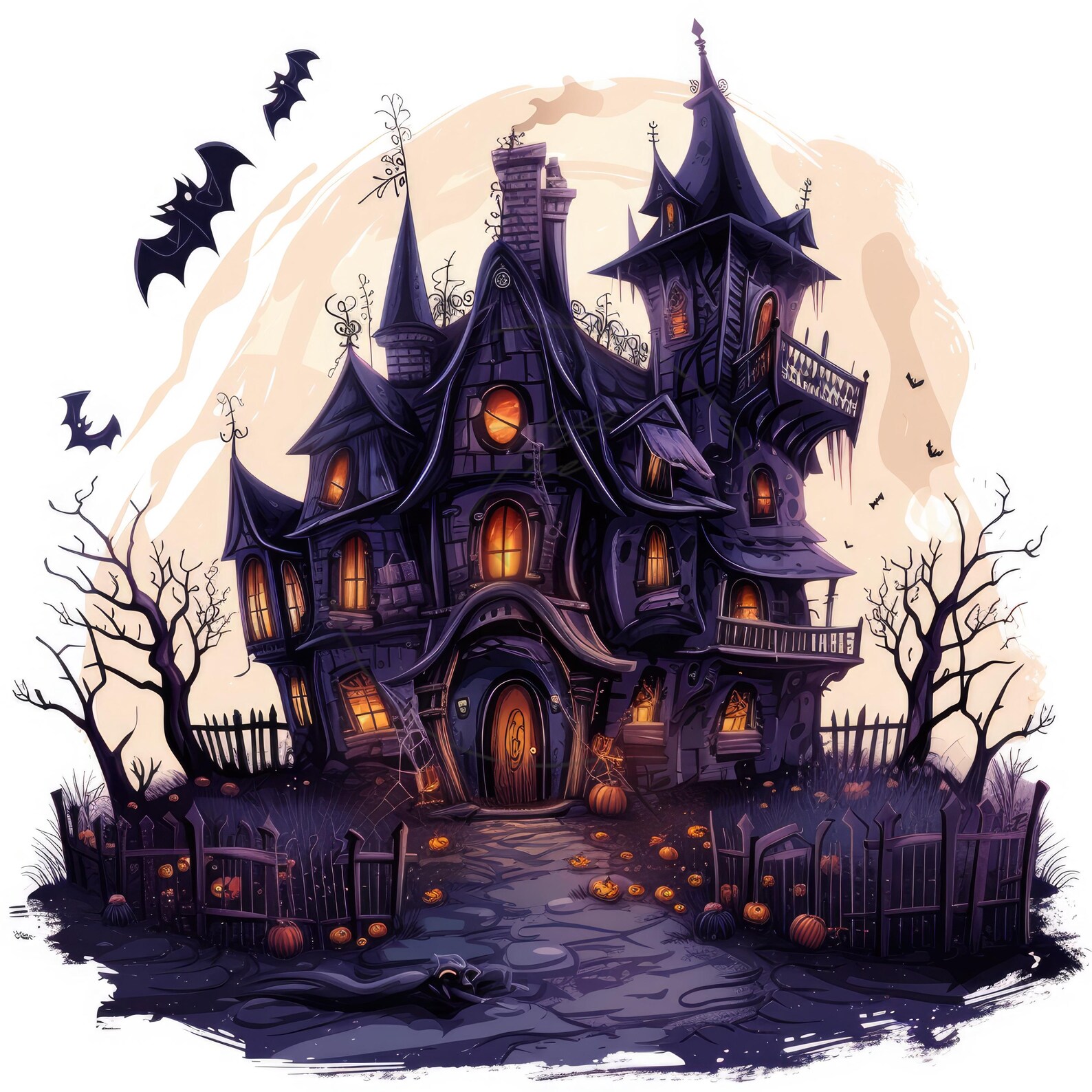 8 Spooky Manor Clipart, Halloween Manor Clipart, Printable High Quality ...