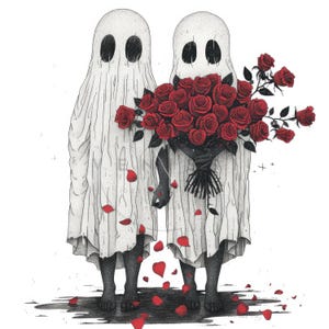 20 Ghosts With Roses Clipart, Halloween Watercolor Ghosts Clipart ...