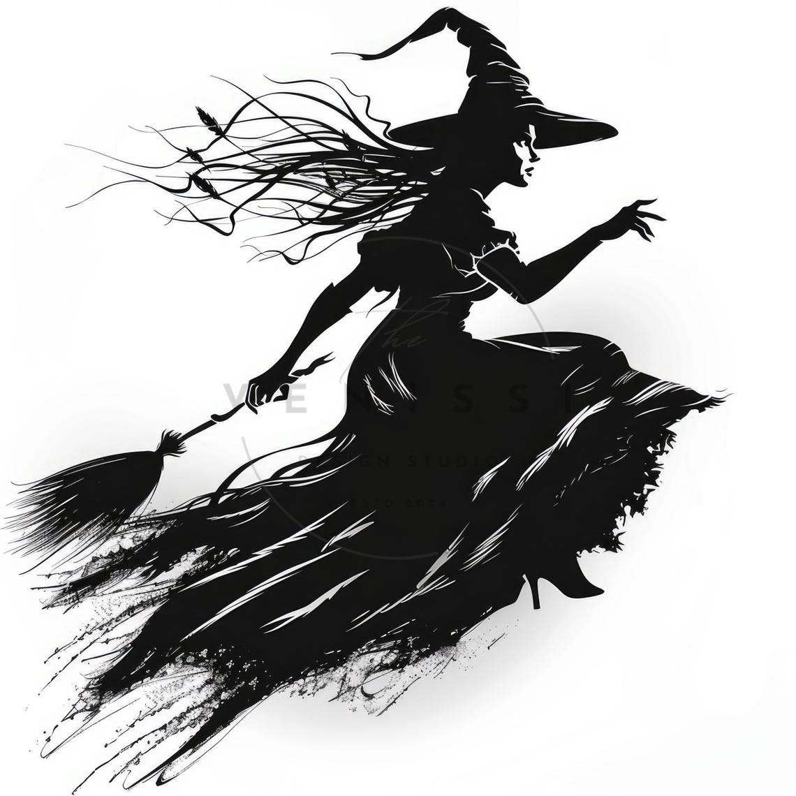 17 Witch on Broom Clipart, Halloween Witch Clipart, Printable High ...