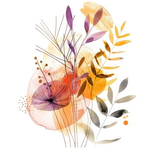 14 Watercolor Abstract Flowers Clipart Bundle, Flowers Clipart ...