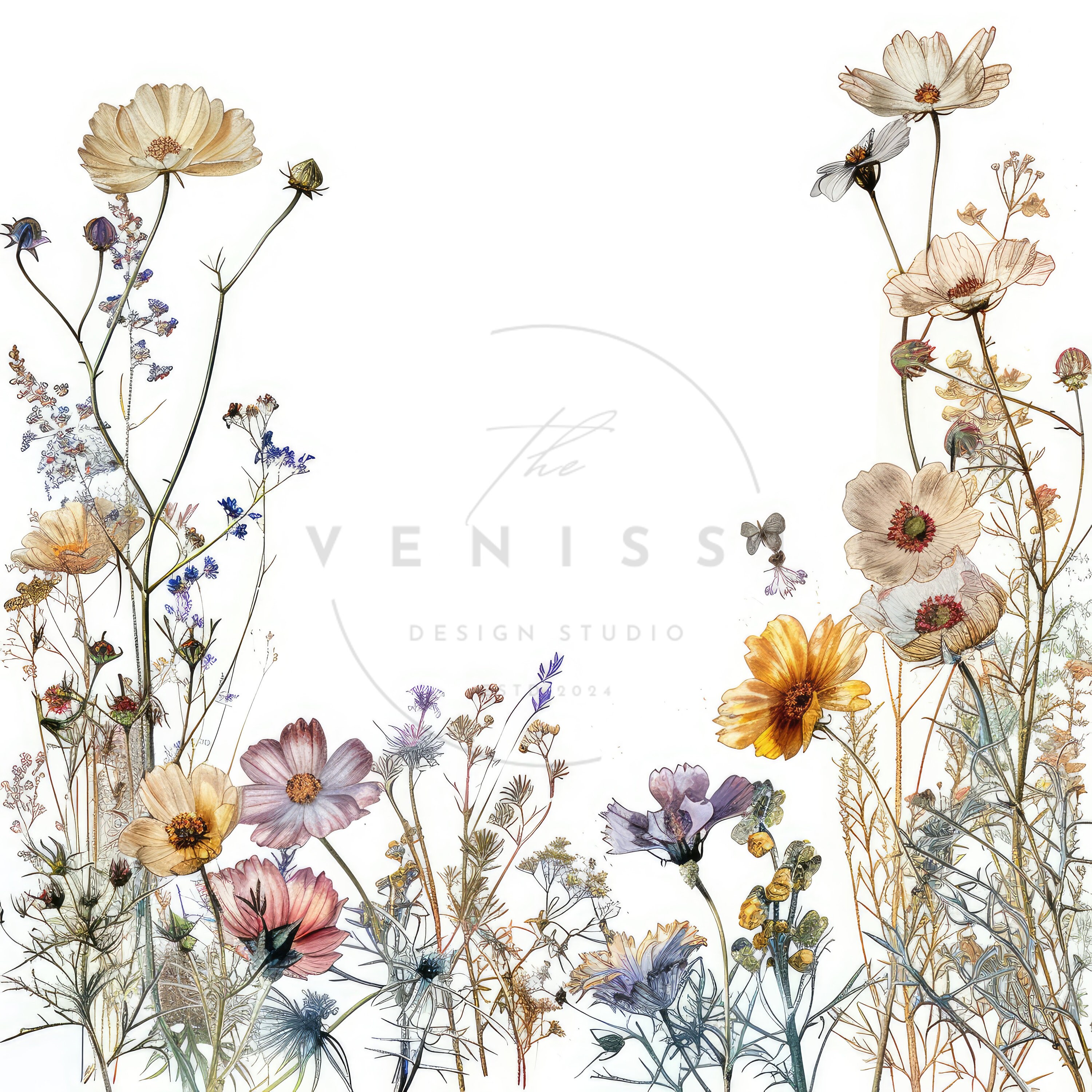 12 Vintage Wildflowers Clipart Bundle, Spring Flowers Clipart Set ...