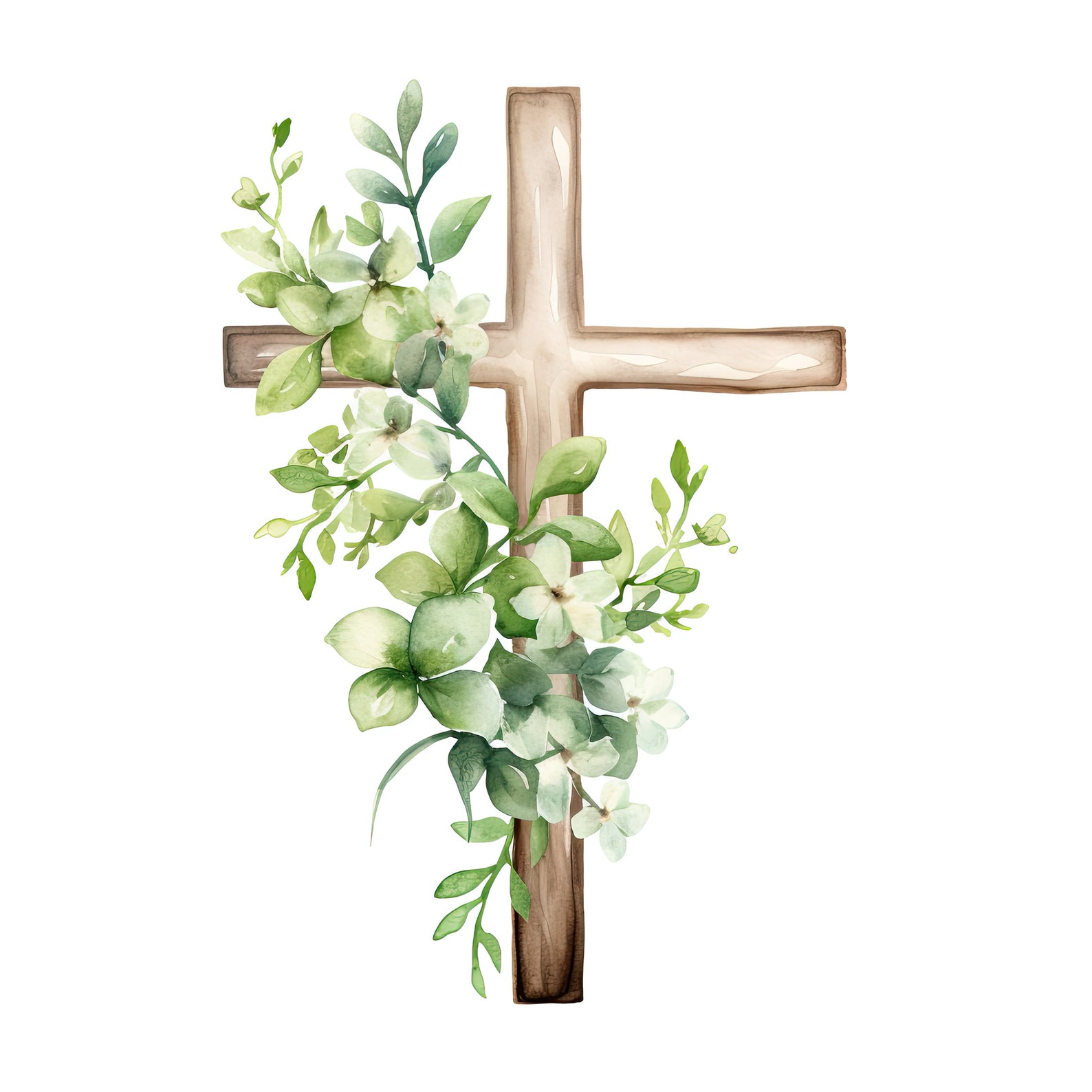 25 Easter Christian Crucifix Cross Clipart Watercolor Cross Greenery ...