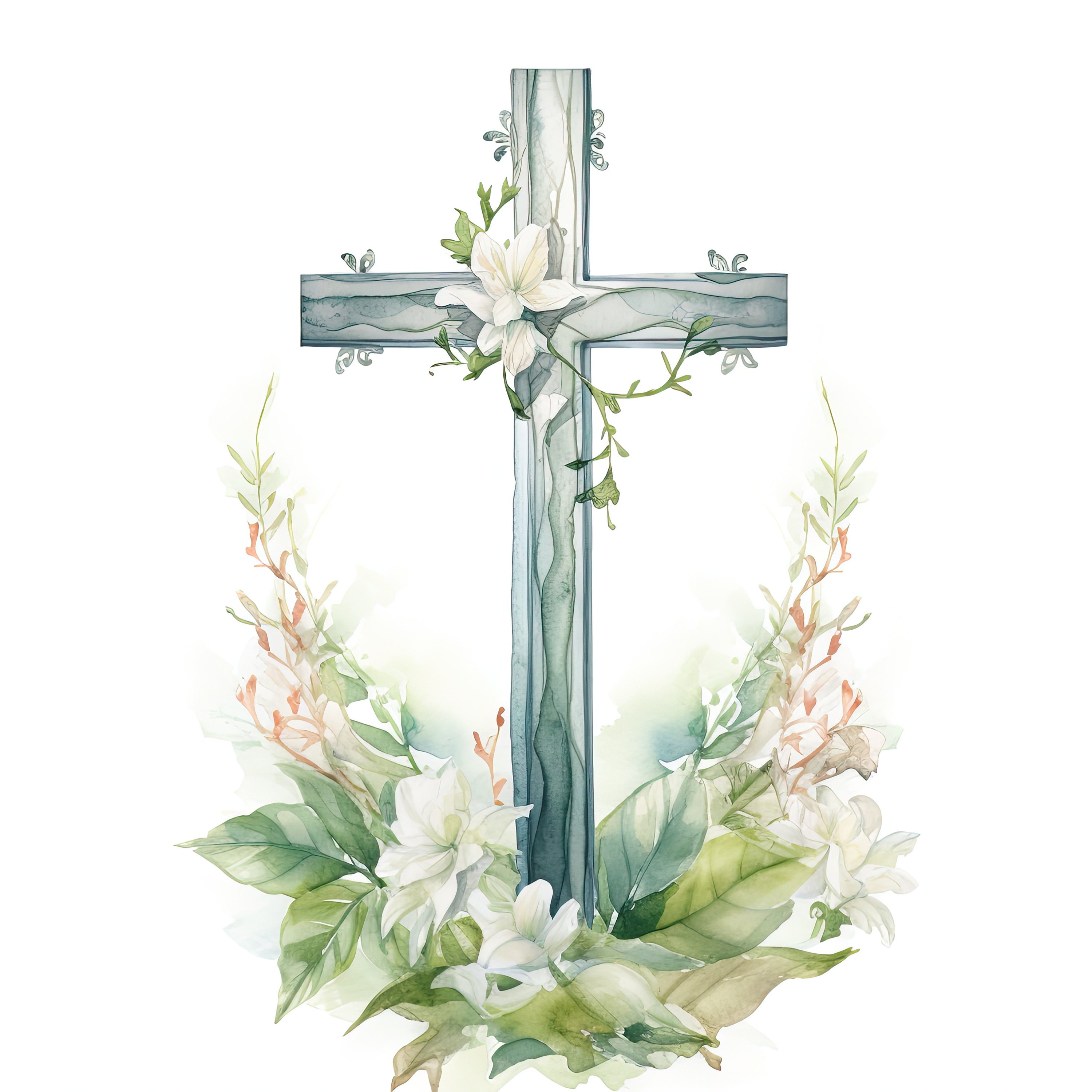23 Easter Christian Crucifix Cross Clipart, Jpgs, Spring, Watercolor ...