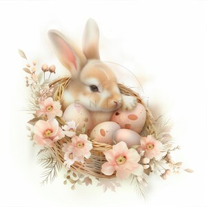 12 Easter Bunny With Basket Clipart Set, Easter Rabbit Cliparts Bundle ...