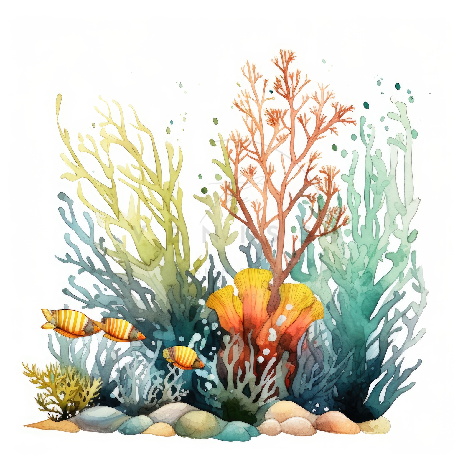 14 Underwater Coral Reef Plants Clipart, Watercolor Coral Reef Clip Art ...