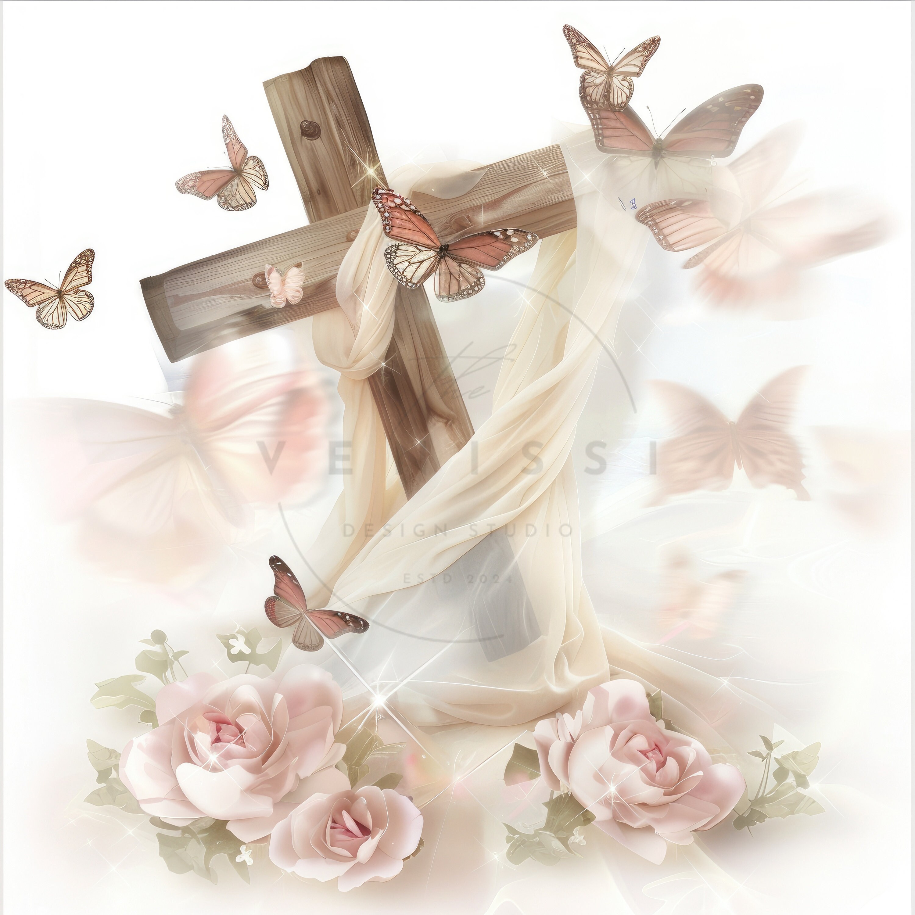 10 Cross With Butterflies Clipart, Crucifix Cross Clipart, Watercolor ...