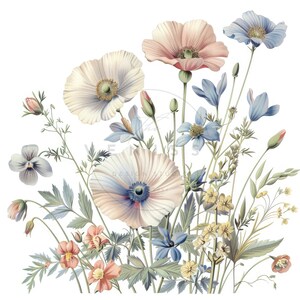 12 Vintage Wildflowers Clipart Bundle, Spring Flowers Clipart Set ...