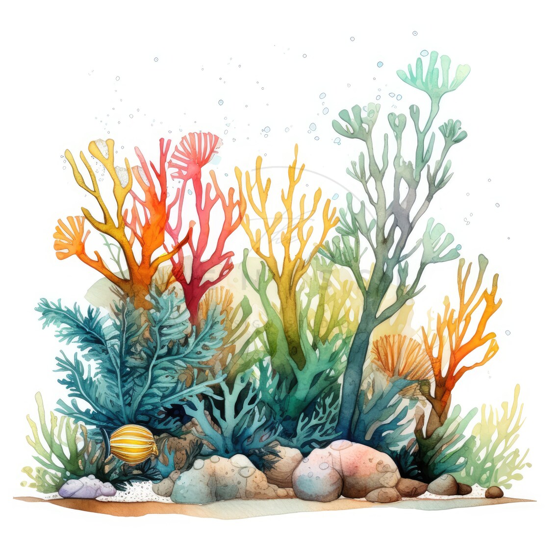 11 Underwater Coral Reef Plants Clipart, Watercolor Coral Reef Clip Art ...