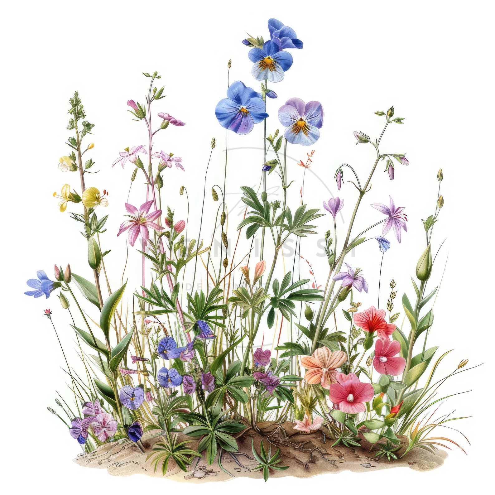 11 Vintage Wildflowers Clipart Bundle, Spring Flowers Clipart Set ...