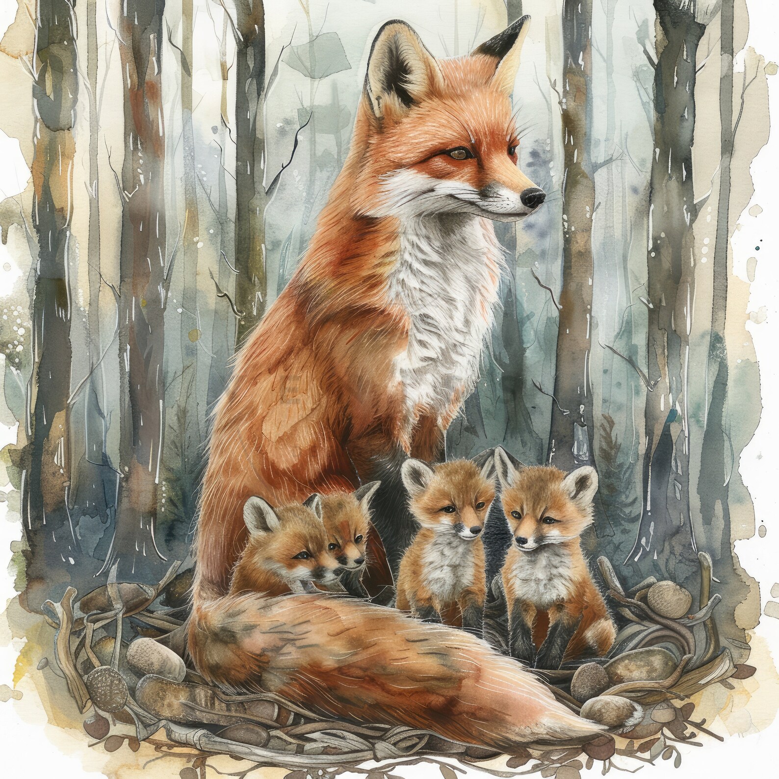 12 Fox Family Clipart Pack, Watercolor Family of Foxes Clip Art ...