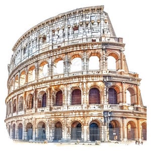 15 Watercolor Rome in Italy Clipart, Watercolor Colosseum Clip Art ...