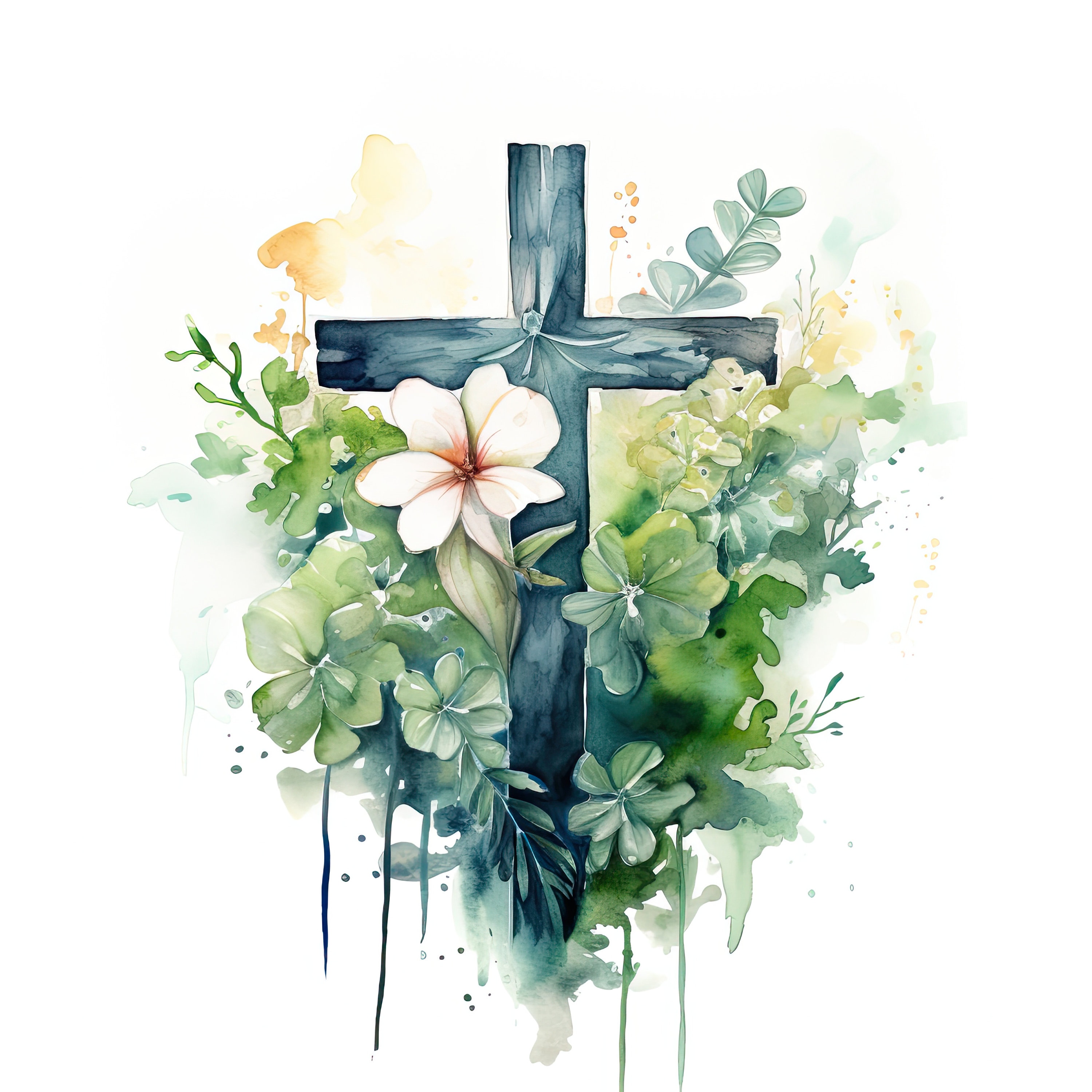 23 Easter Christian Crucifix Cross Clipart, Jpgs, Spring, Watercolor ...