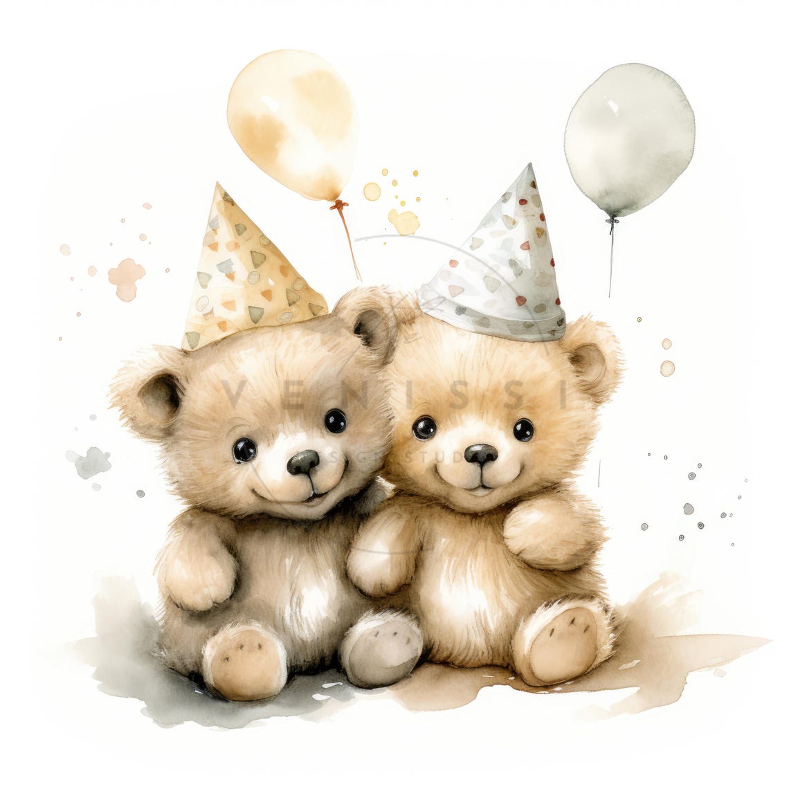 17 Teddy Bears Clipart, Watercolor Teaddy Bears Wearing Hat Clipart ...