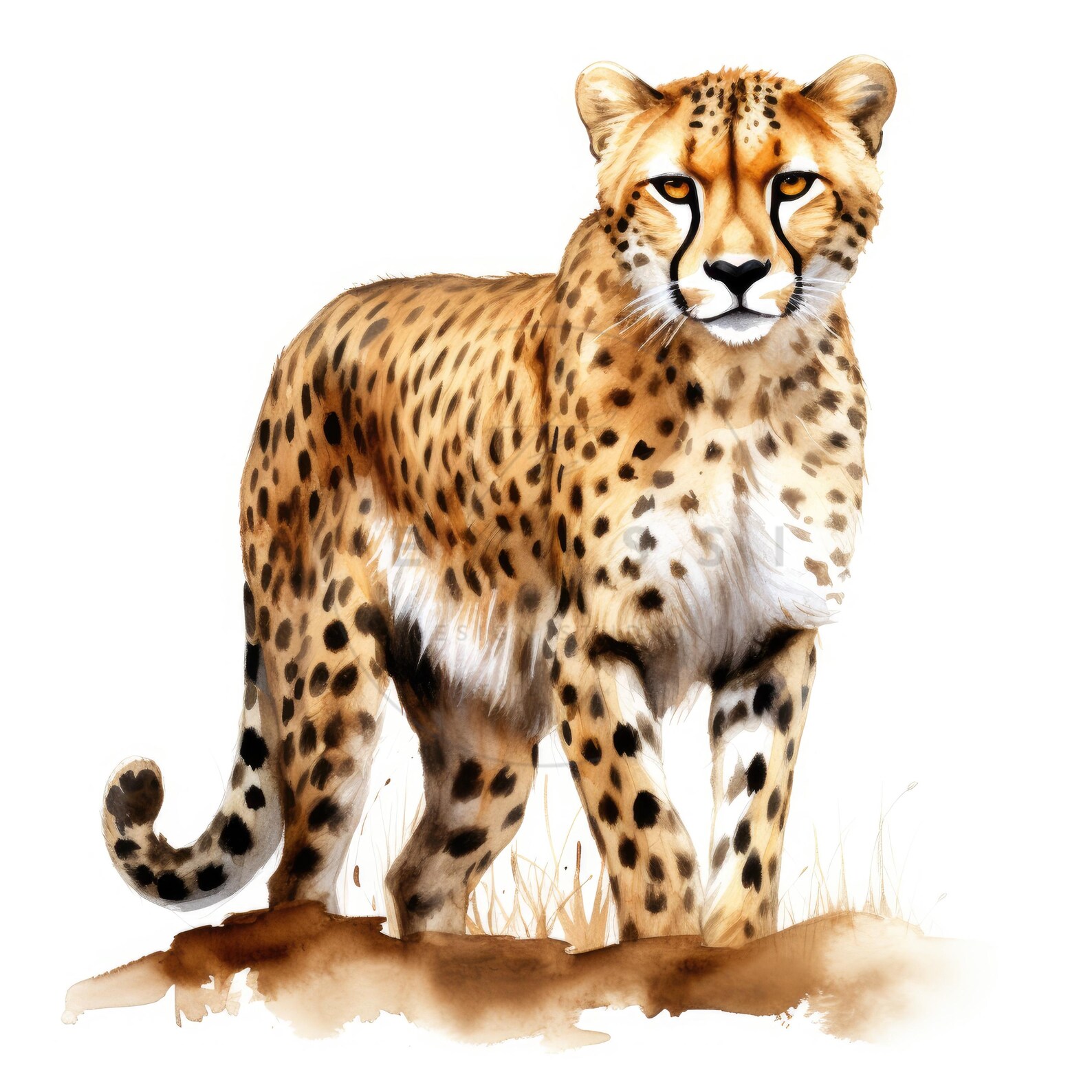 10 Cheetah Clipart, Watercolor Cheetah Print, Safari Animal Clipart ...