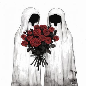 20 Ghosts With Roses Clipart, Halloween Watercolor Ghosts Clipart ...