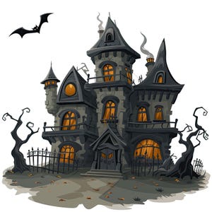 8 Spooky Manor Clipart, Halloween Manor Clipart, Printable High Quality ...