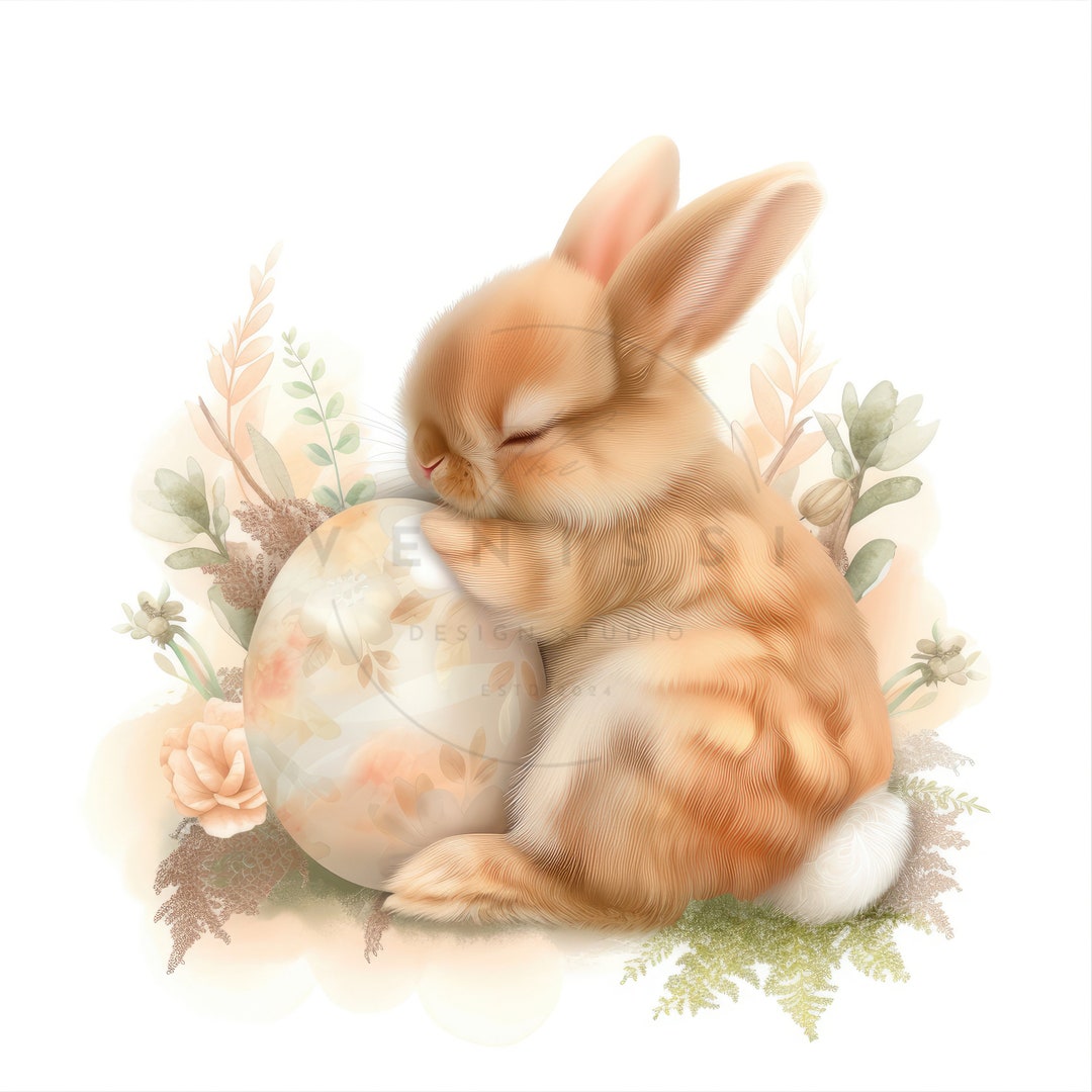 10 Bunny With Easter Egg Clipart Set, Easter Rabbit Clipart, Printable ...