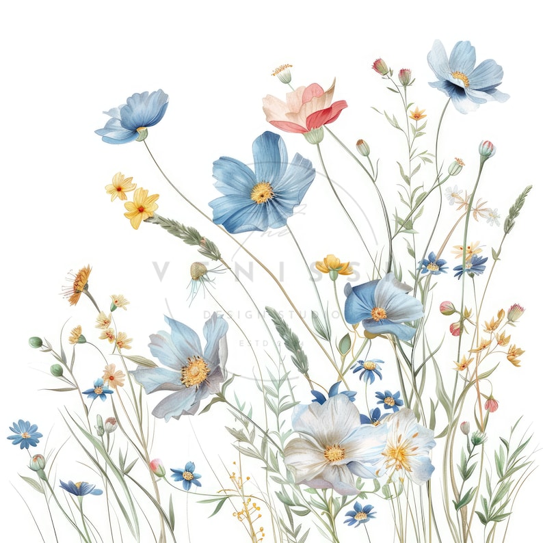 12 Vintage Wildflowers Clipart Bundle, Spring Flowers Clipart Set ...