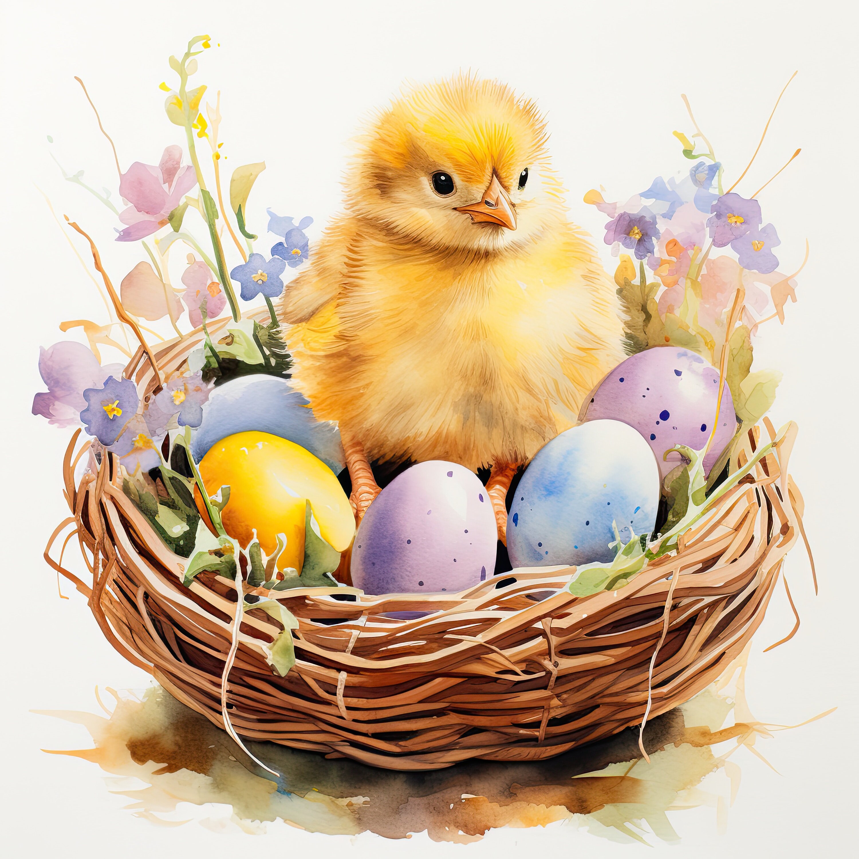 33 Easter Chick Eggs Basket Clipart, Jpgs, Sublimation, Watercolor ...