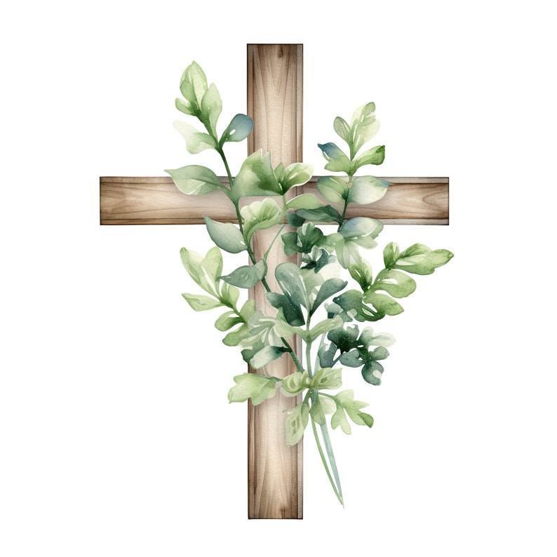 26 Easter Christian Crucifix Cross Clipart, Jpgs, Spring, Watercolor ...
