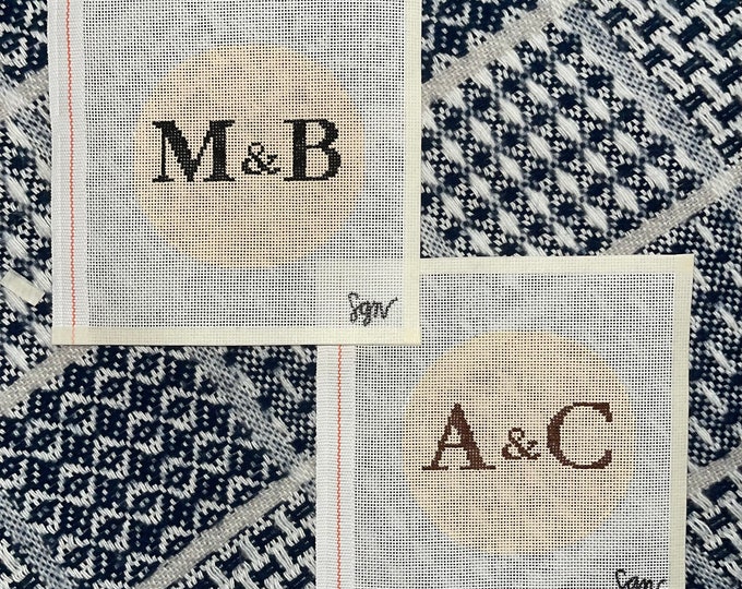 Custom Needlepoint 4 Initial Round - Etsy