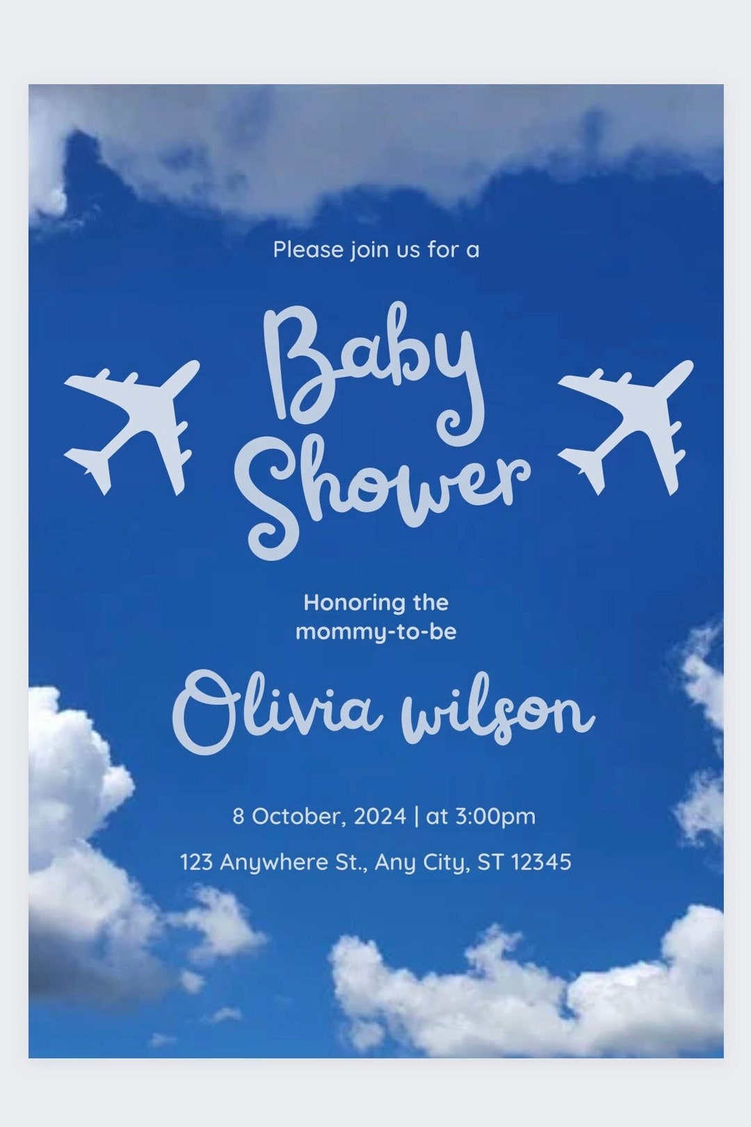 Airplane Baby Shower Invitation - Etsy