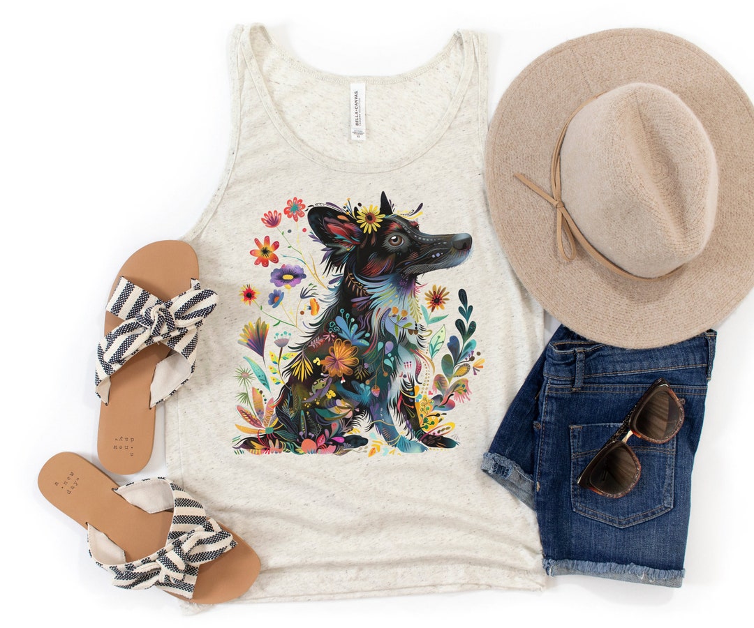 Women's Watercolor Cute Dog Tank Top, Cute Animal Illustration ...