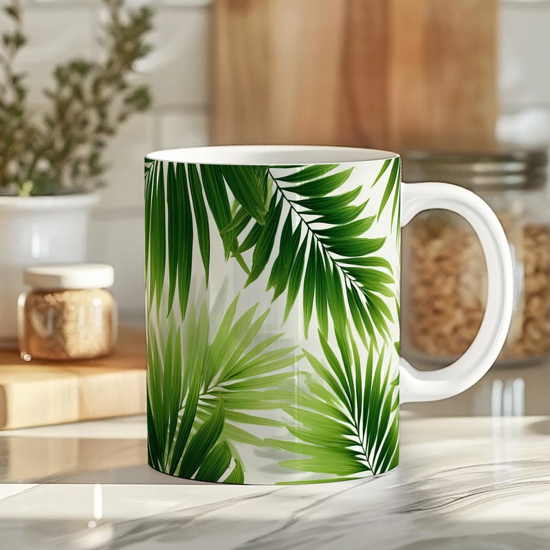 Tropical Leaves Coffee Mug - Etsy