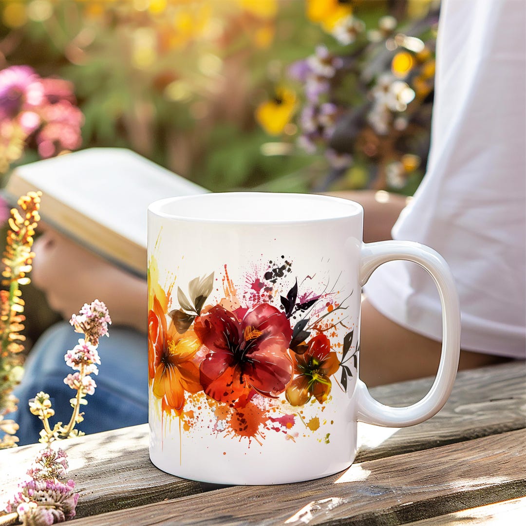 Handmade Watercolor Flower Coffee Mug - Ceramic 11oz - Etsy