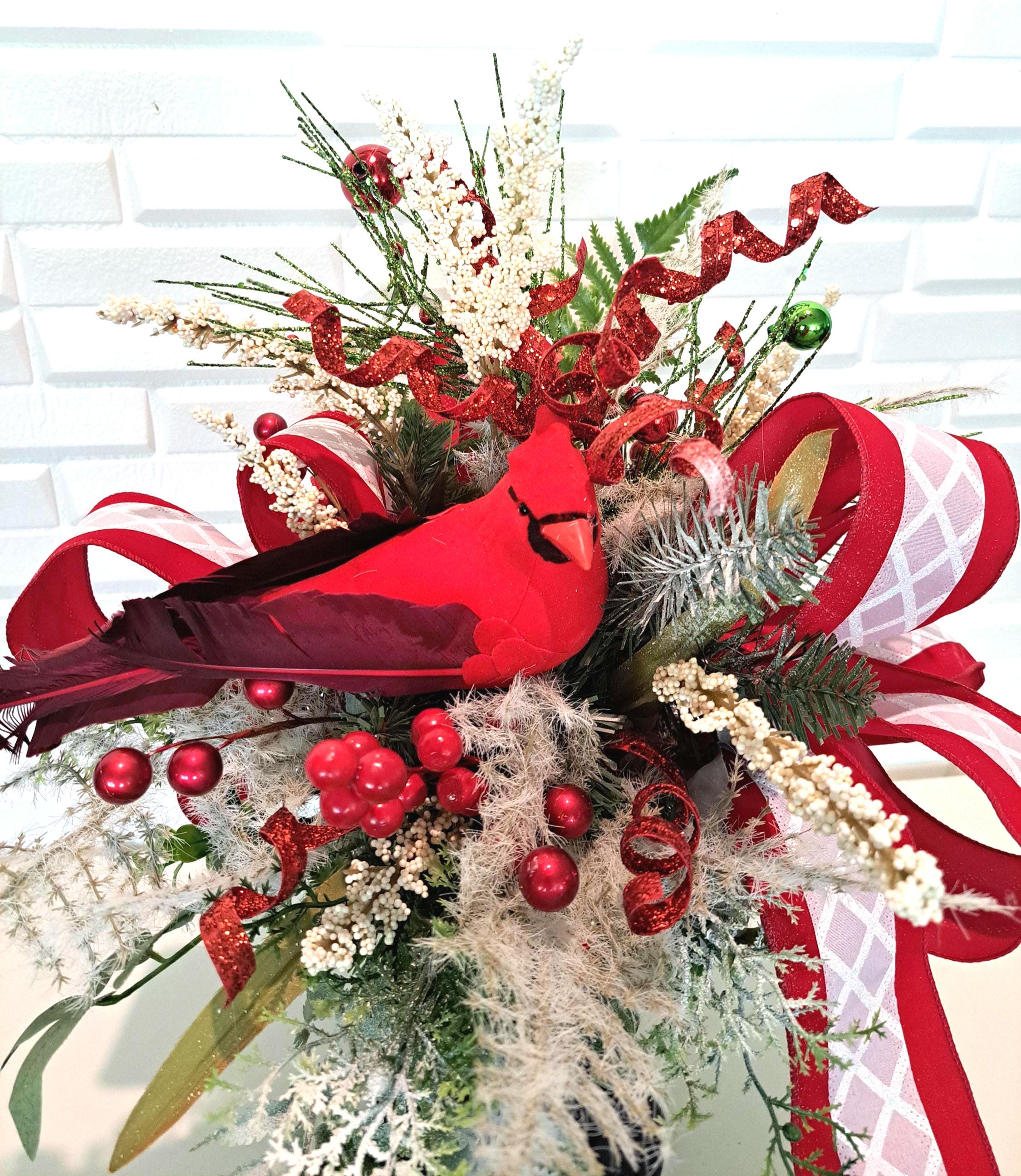 Christmas Cardinal Candlestick Centerpiece, Red Cardinal Bird 20 Tall ...