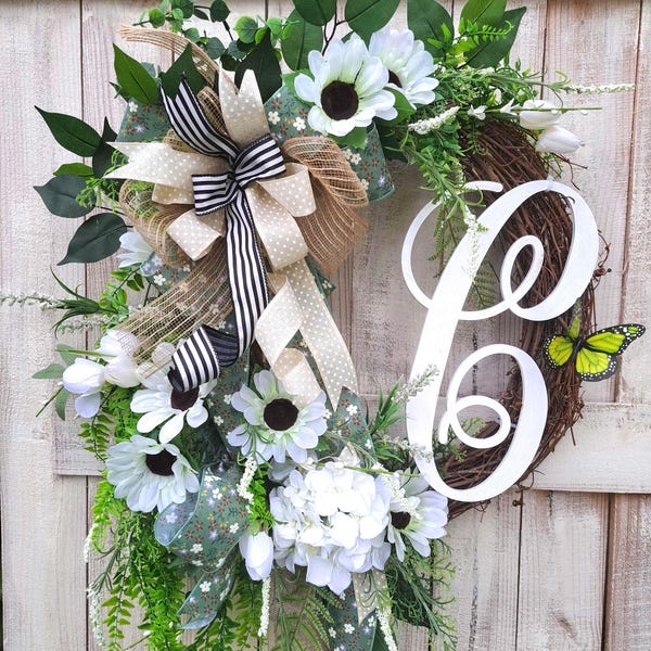 Initial Wreath - Etsy