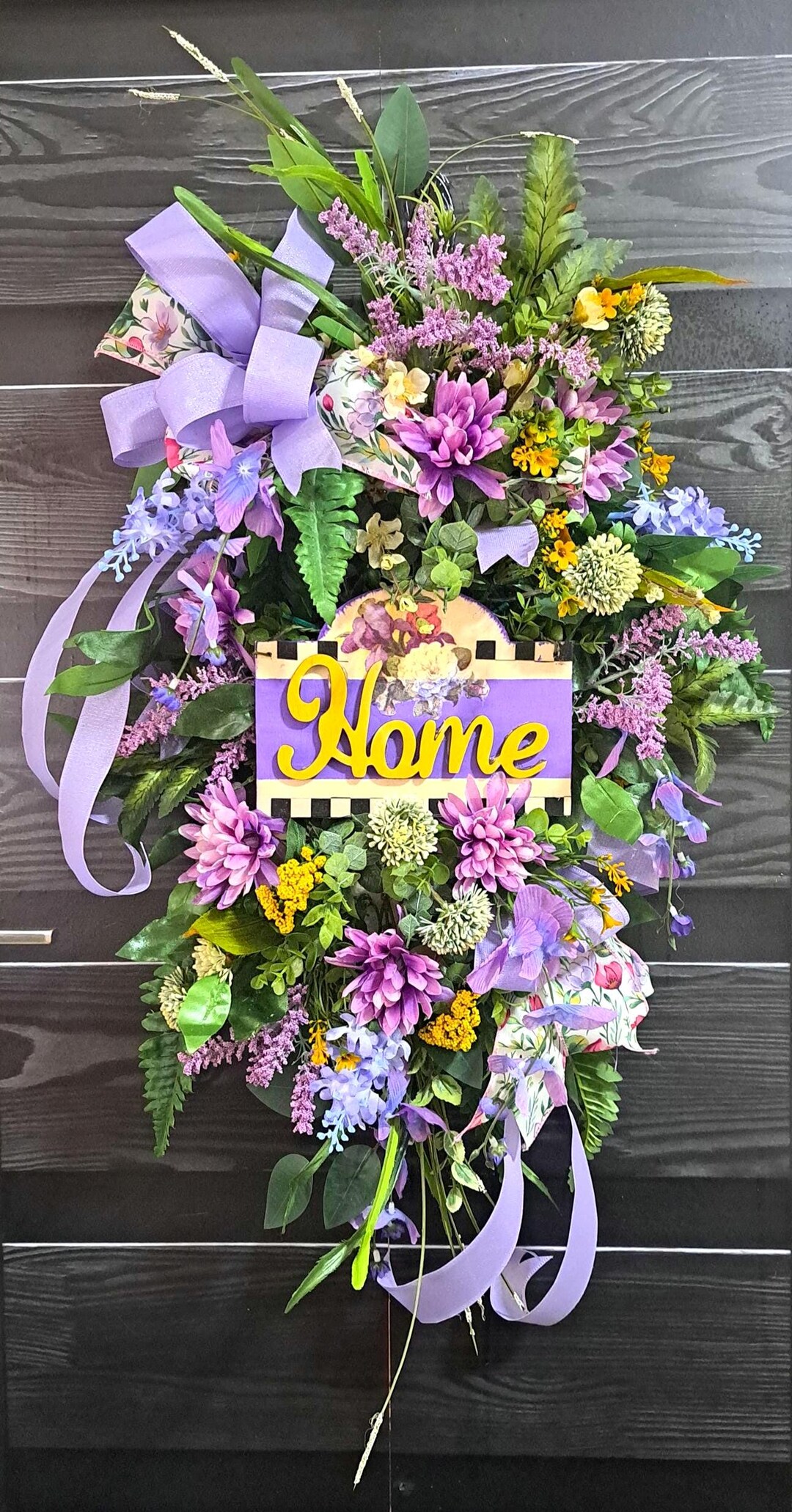 Everyday Purple Violet Swag Wreath for Front Door, Lilac Door Hanger ...