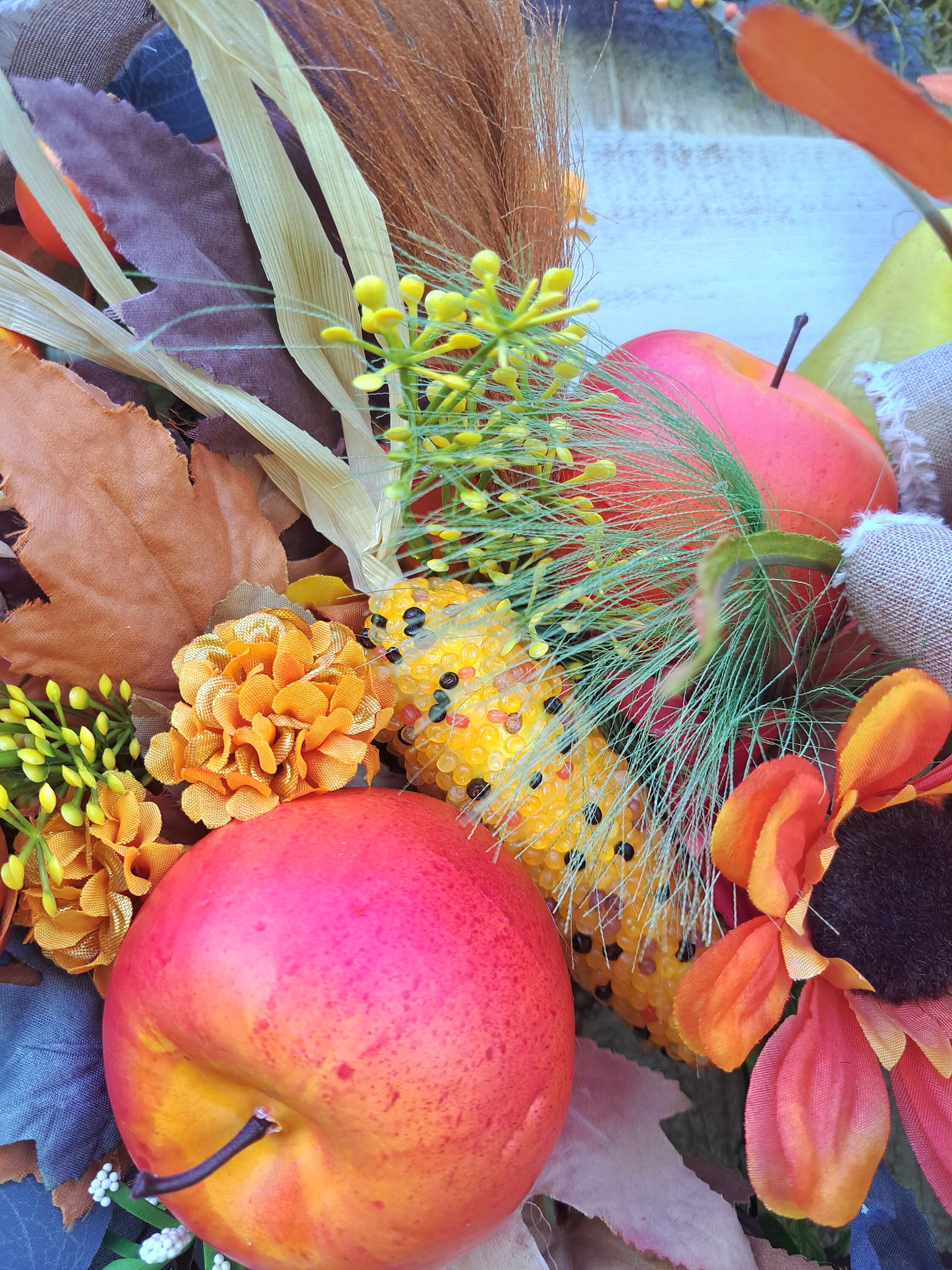 Fall Square Moss Thankful Harvest Wreath, Fruits Door Decor, Apples ...
