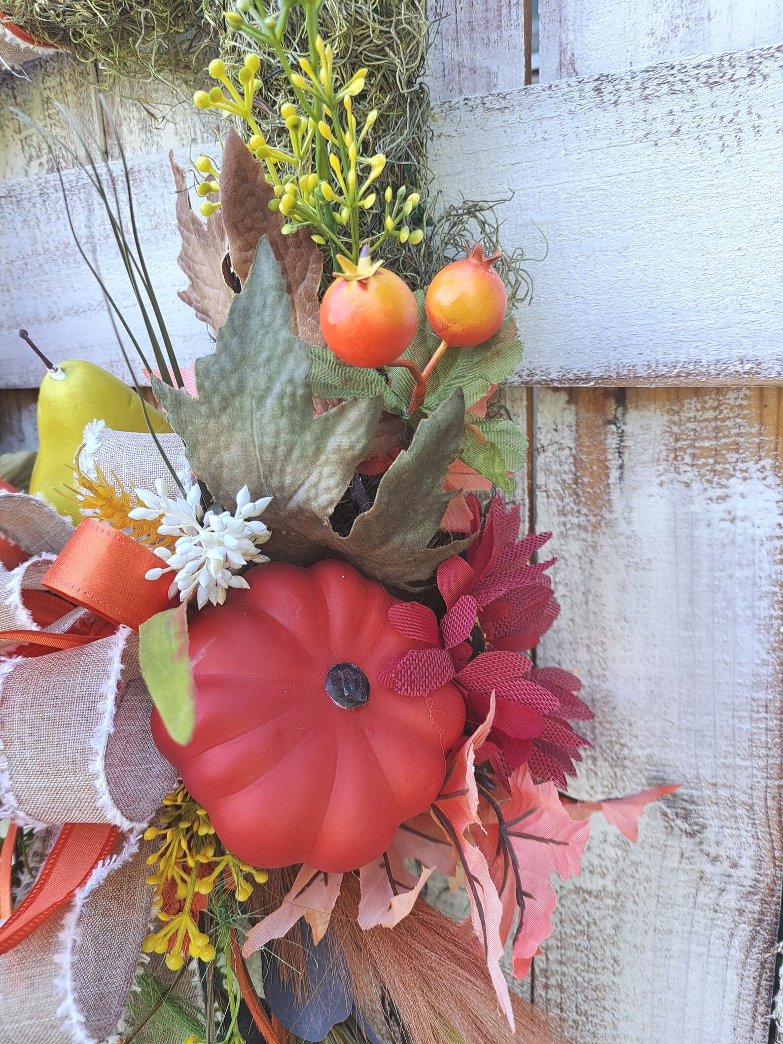 Fall Square Moss Thankful Harvest Wreath, Fruits Door Decor, Apples ...