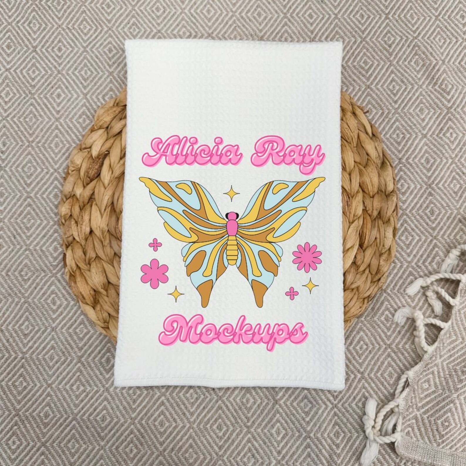 Waffle Weave Towel Sublimation Mockup | Flat Lay Mock up | Boho ...