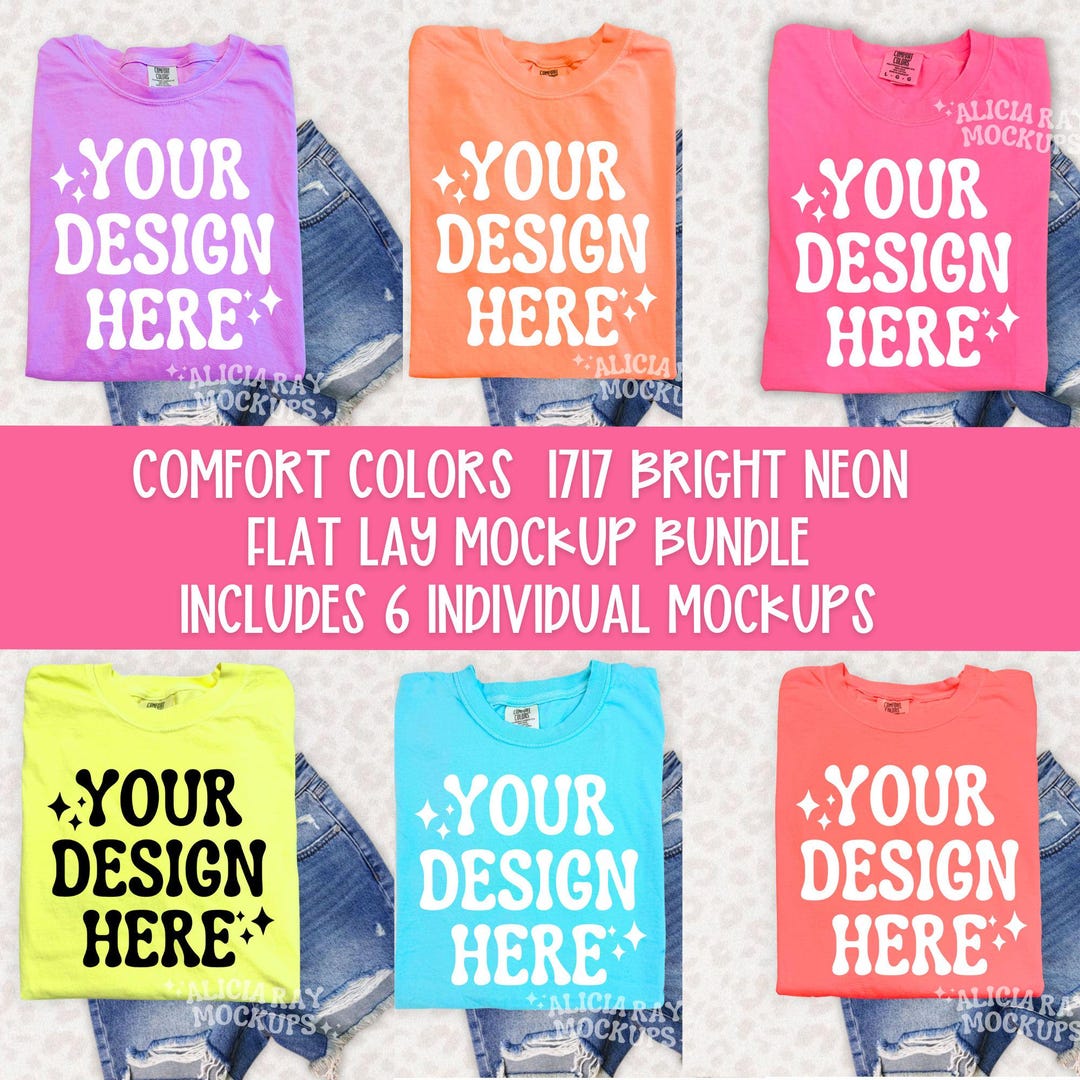 Comfort Colors C1717 Neon Bundle Mockup | Trendy Mockup | 1717 Mockup ...