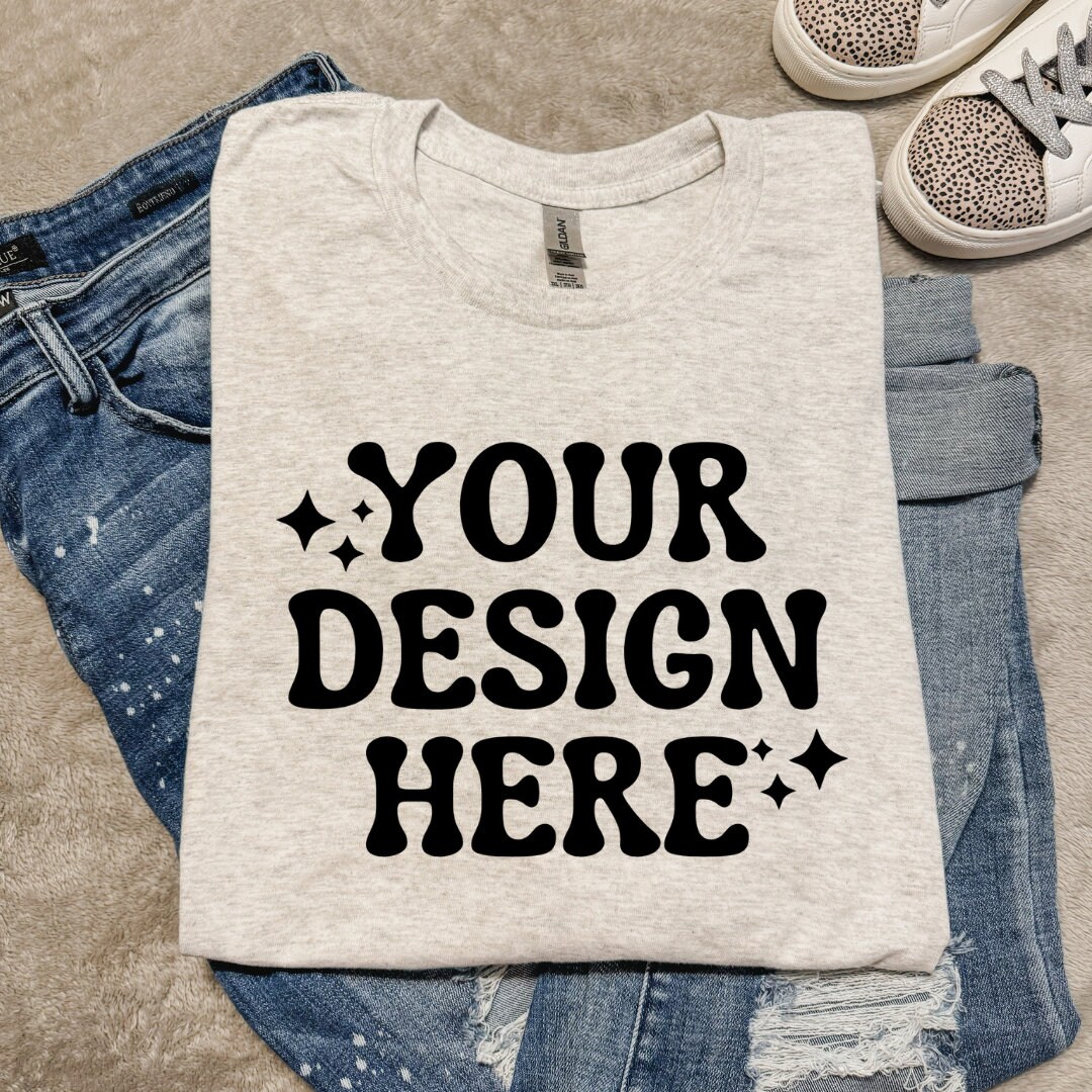 Gildan 5000 Ash Tshirt Mockup | G5000 Ash Grey Shirt Mockup | Real Flat ...