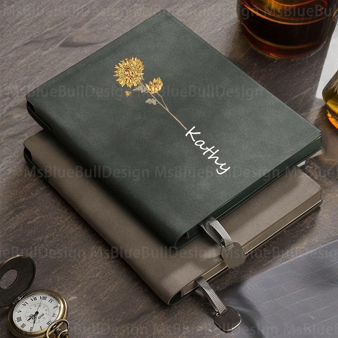 Birth Flower Personalized Journal,birthday Gift Notebook,minimalist ...