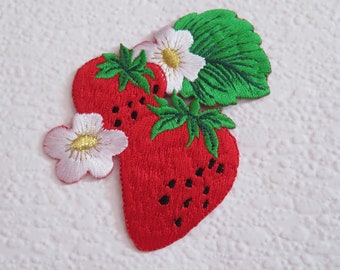 Strawberry Embroidered Patch Iron On - Etsy