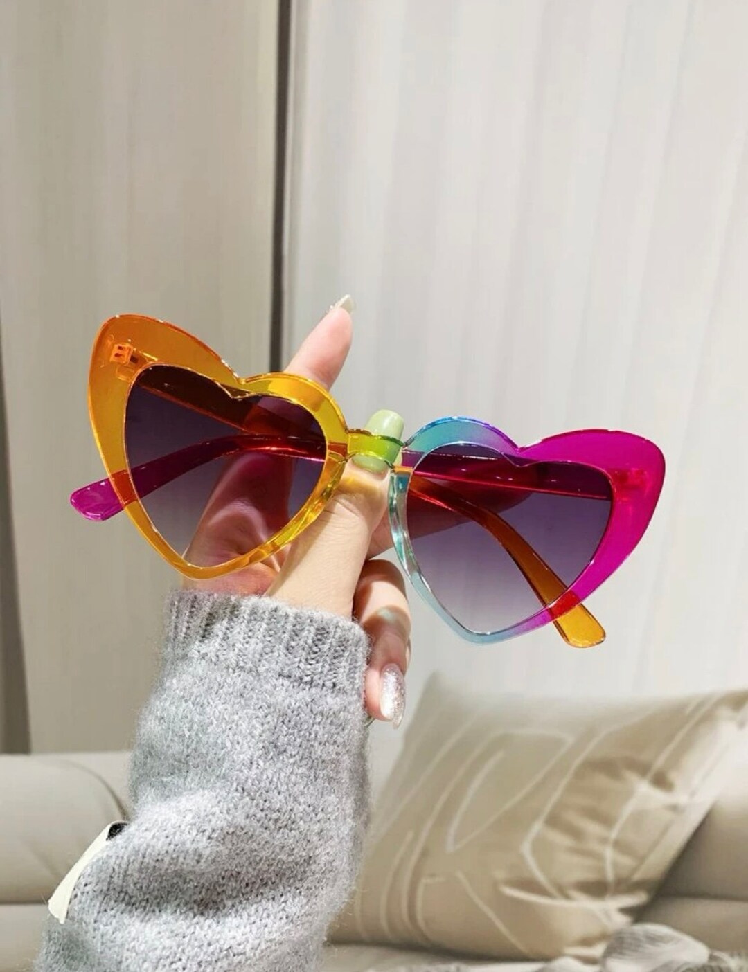 Heart Shape Sunglasses Multicolour Frame for Creative Novility Beach ...