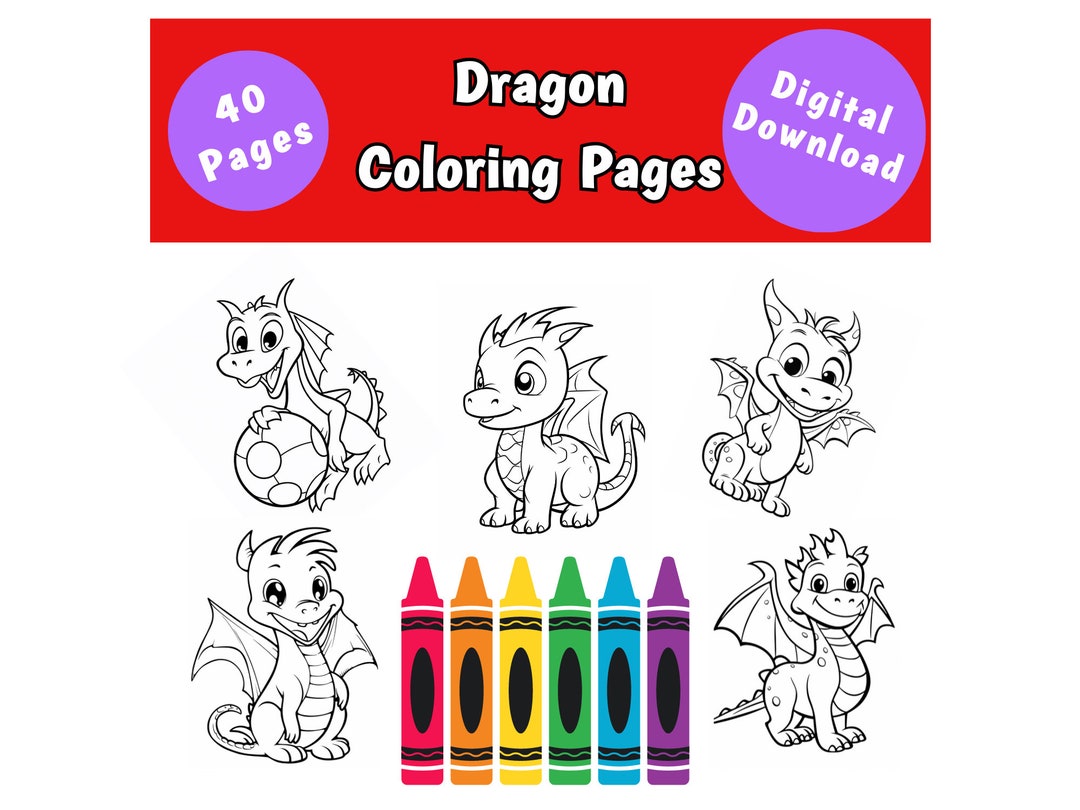 40 Cute Dragon Coloring Pages-easy Digital Download, Printable Coloring ...