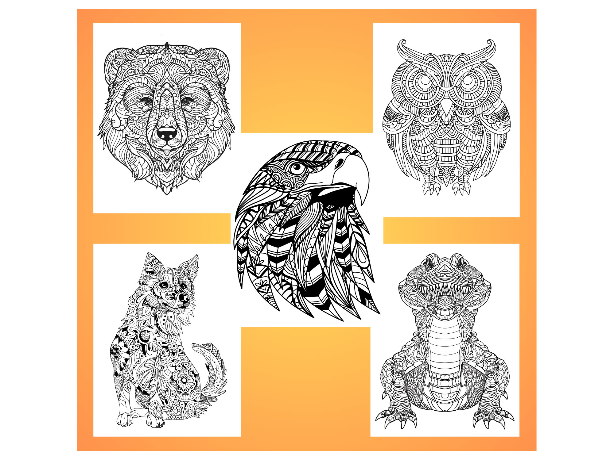 40 Mandala Animal Coloring Pages Downloadable Digital PDF for Adults ...