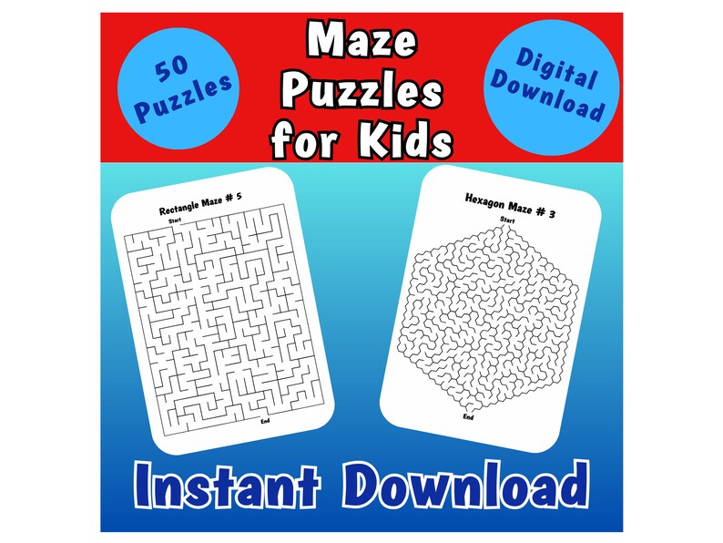 50 Kids Maze Puzzles: Printable Activity Pages (digital Download ...
