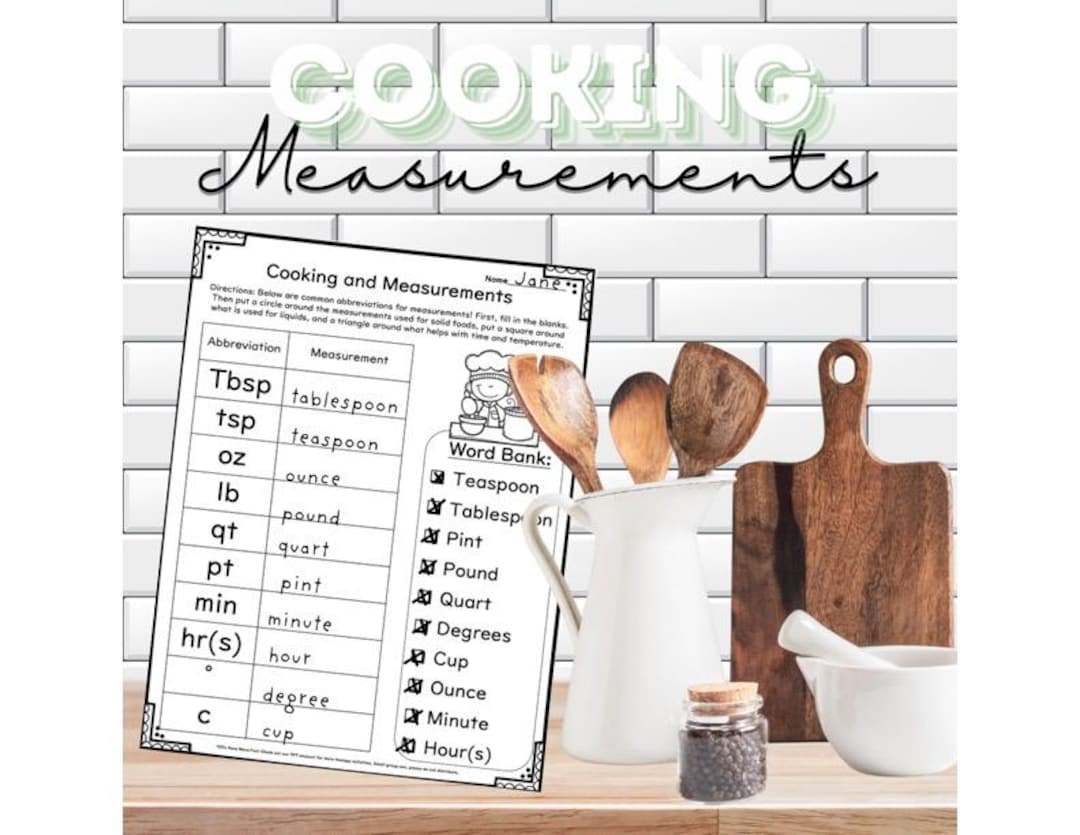 Cooking Measurements, Homeschool Learning, for Kids, for Young Adults ...