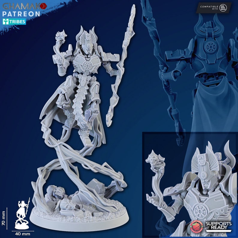 4x Undying Lord by Ghamak Sci-fi Robot Legion Undead Robots Grim Dark ...